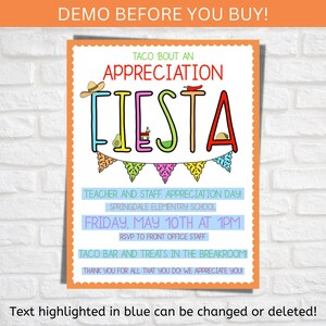 Teacher Appreciation Invitation, Let's Taco Bout' an Appreciation ...