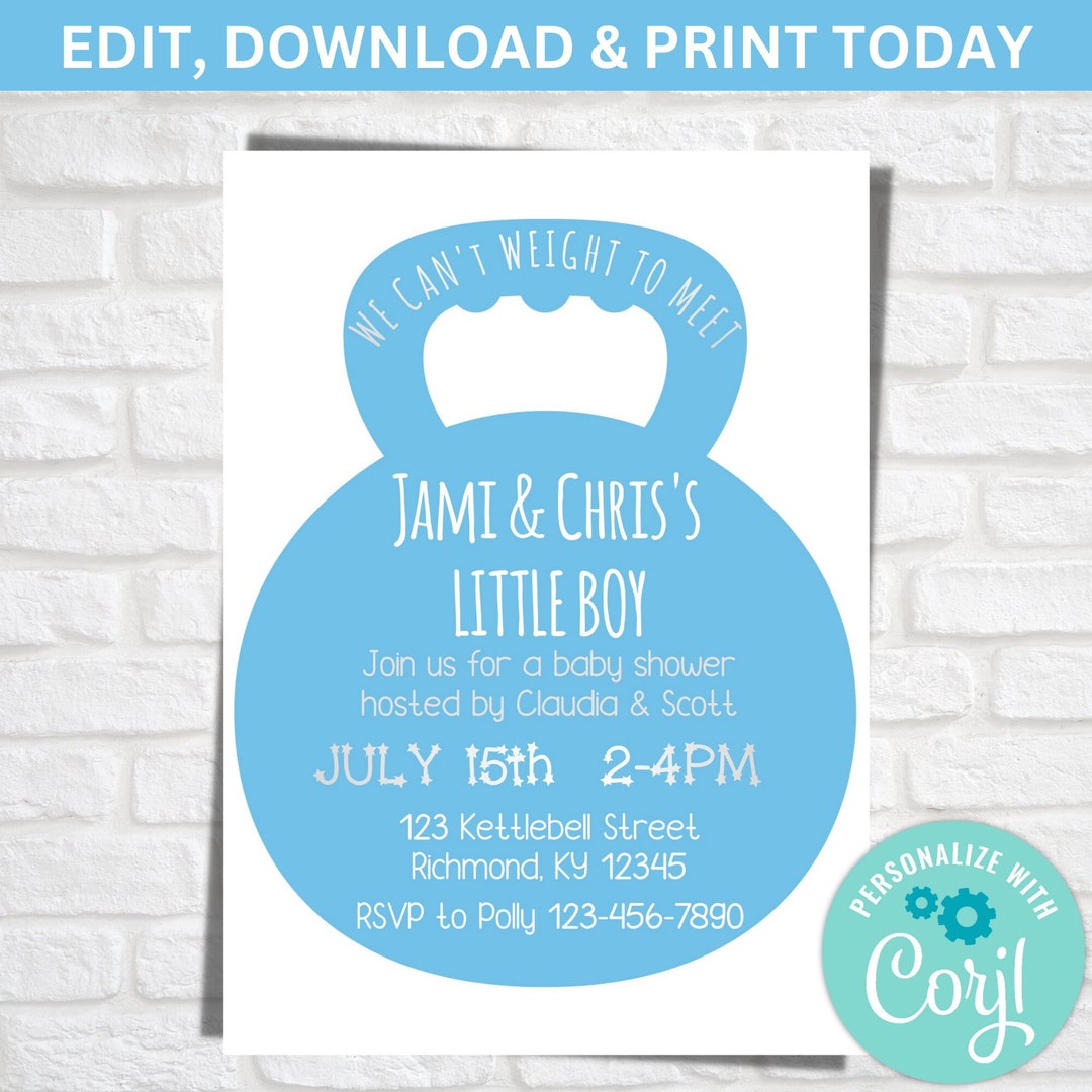 We Can't WEIGHT to Meet Baby Shower Invitation, Crossfit Baby Shower ...