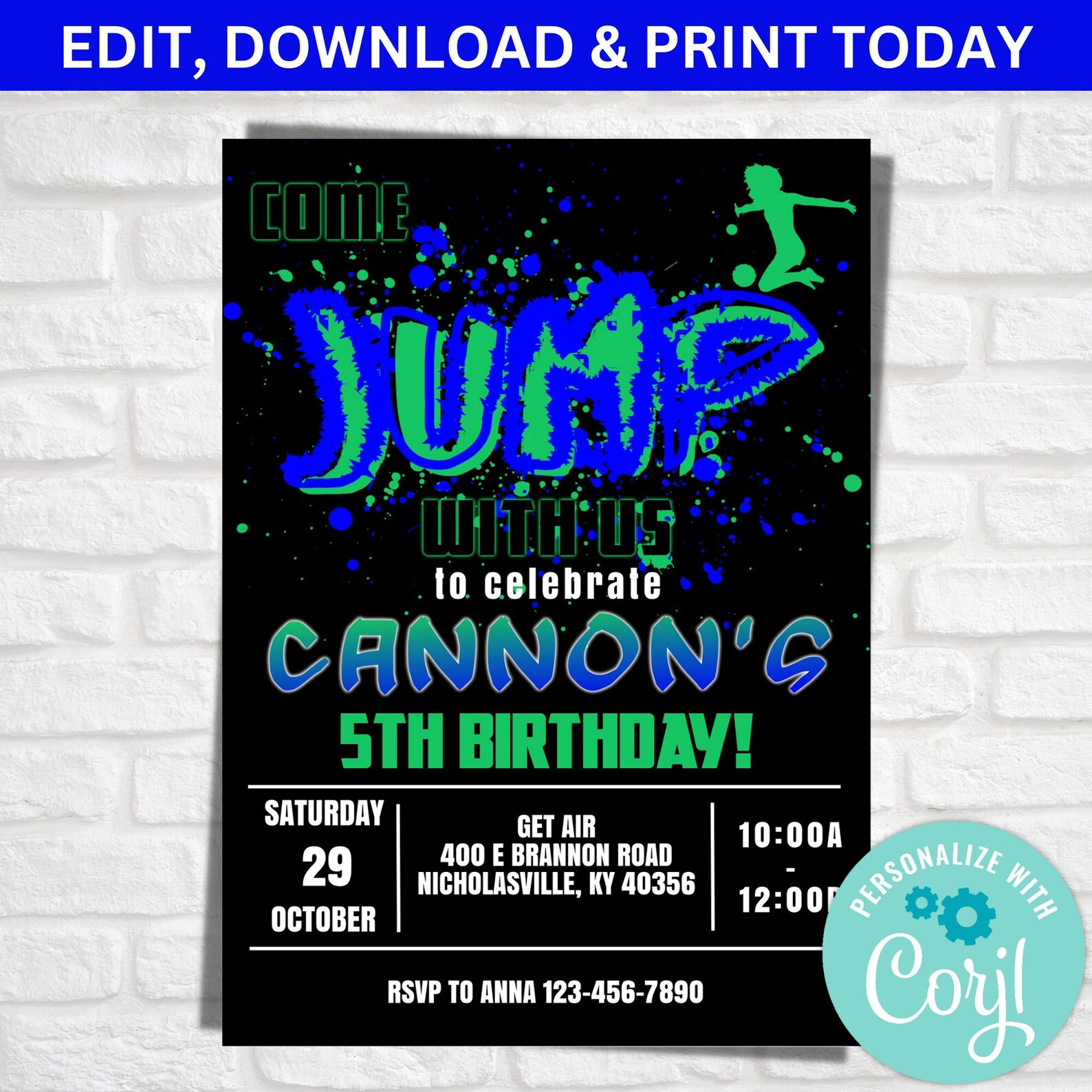Trampoline Park Birthday Party Invitation, Trampoline Park Invite ...
