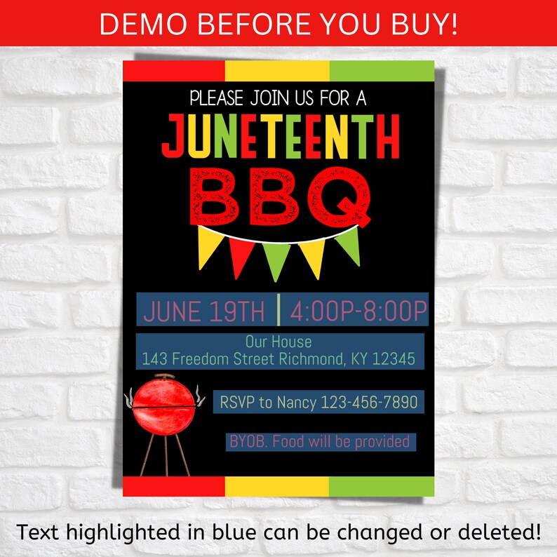 Juneteenth Party Invite, Personalized Juneteenth Invitations, Printable ...