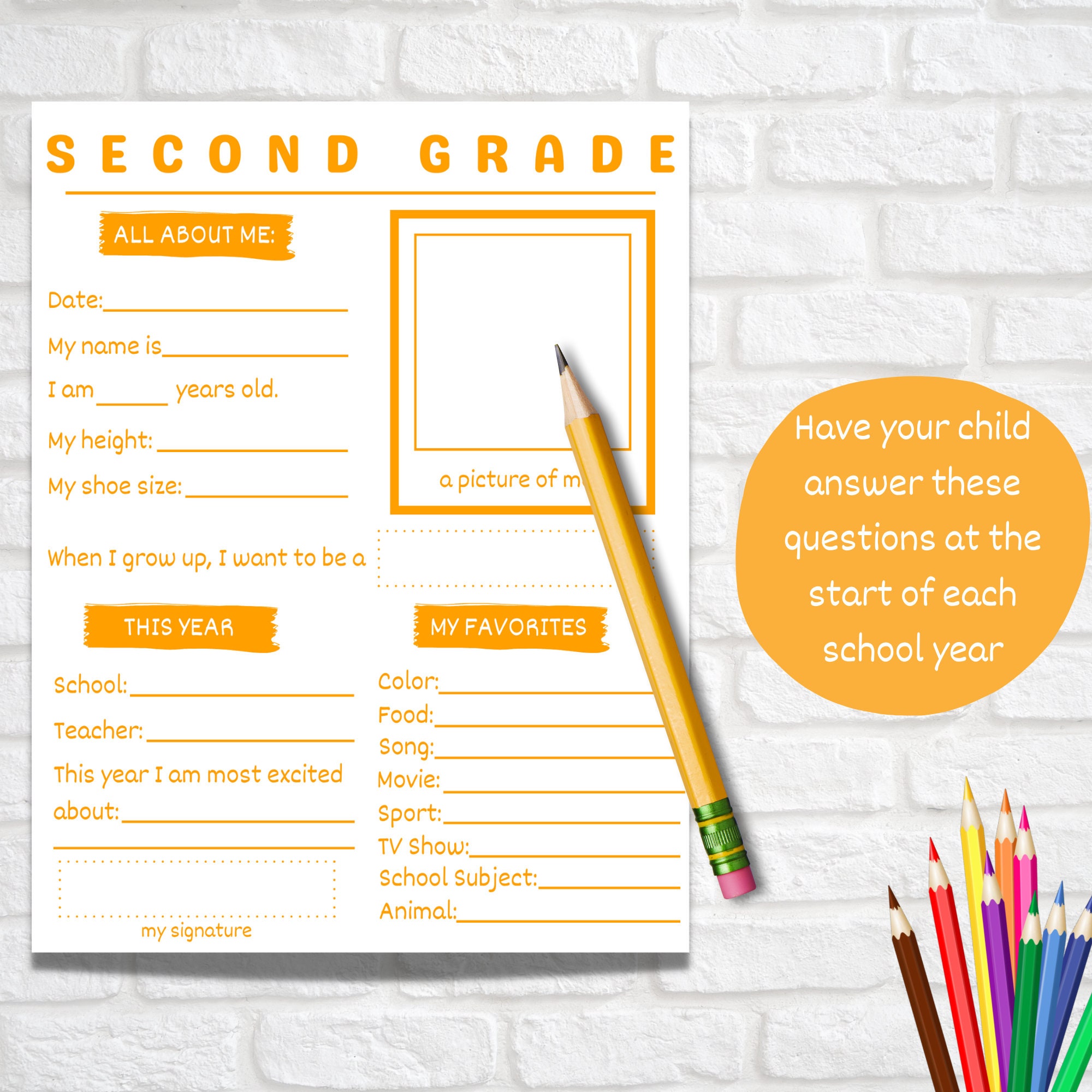 Kids School Keepsake Memory Book, Printable Interview Questions ...
