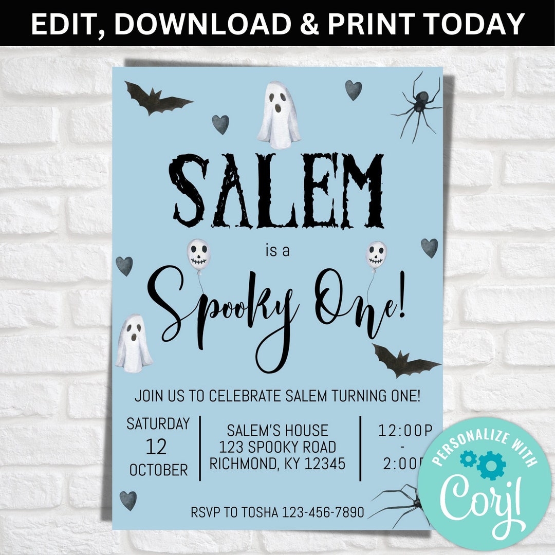 Spooky One 1st Birthday Halloween Party, Blue Spooky One Birthday, Pink ...