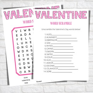 INSTANT DOWNLOAD Printable Valentine's Day Word Scramble and Word ...
