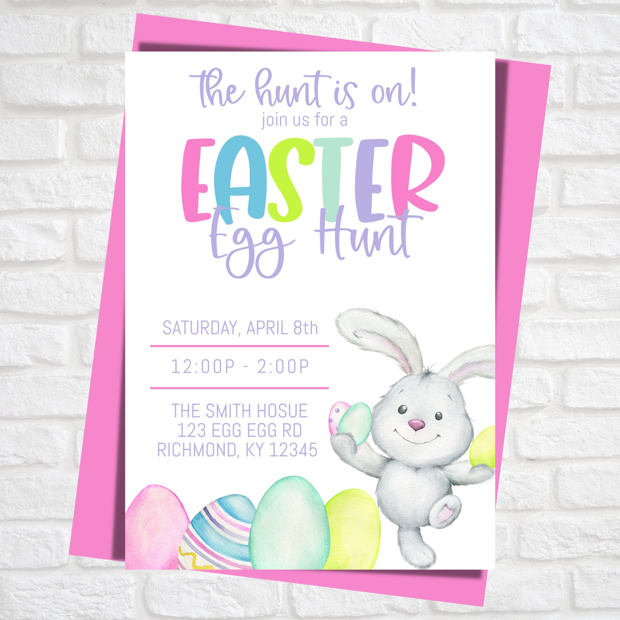 Easter Egg Hunt Invitation, Editable Easter Invitation, Fully Editable ...
