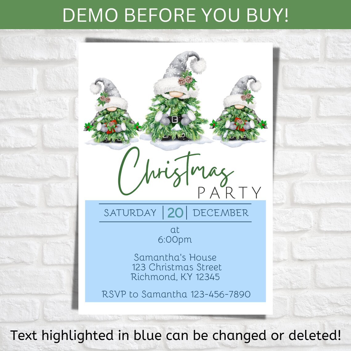 Christmas Invitation Printable Christmas Gnomes Invitation - Etsy