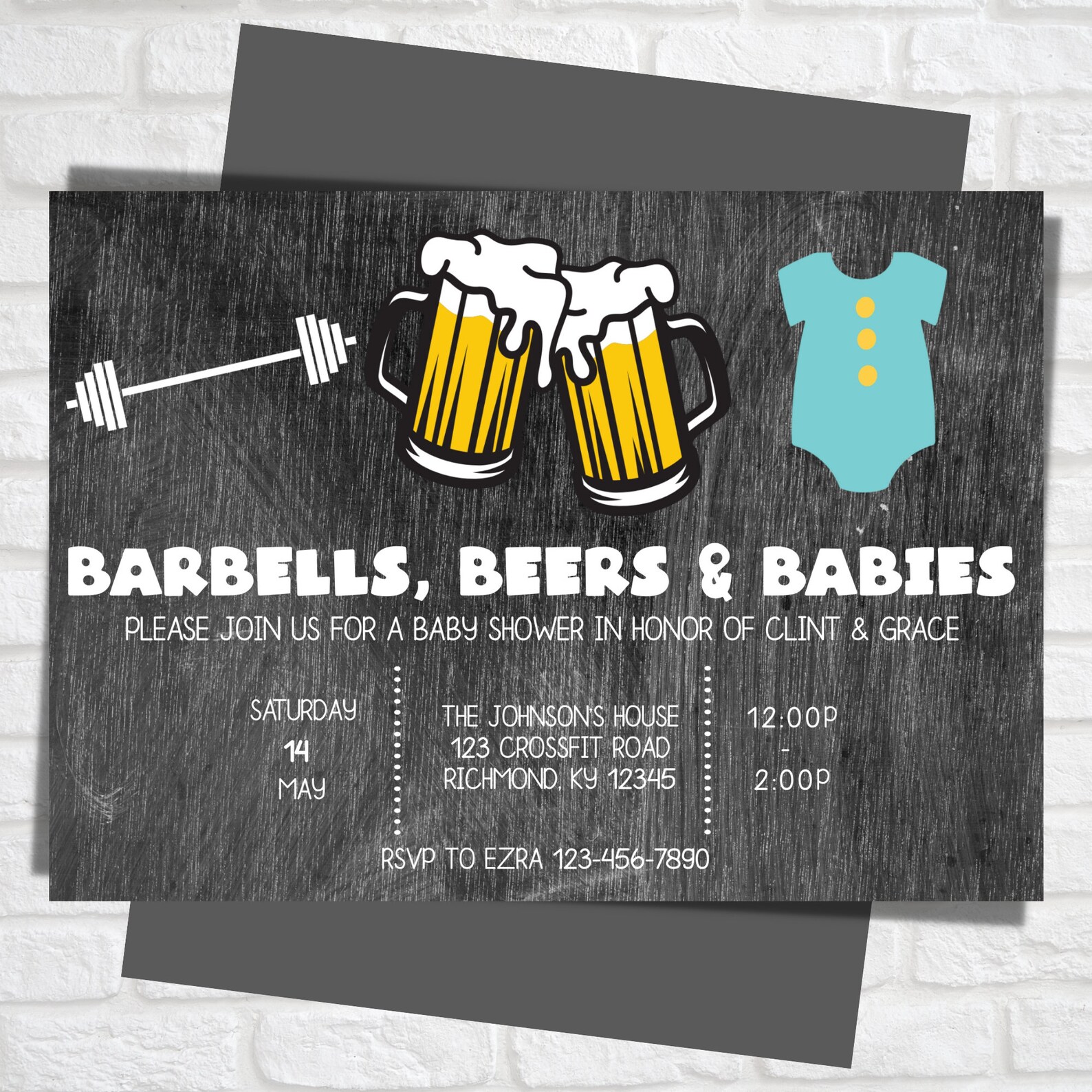 Barbells, Beers & Babies Baby Shower Invitation - Etsy Canada