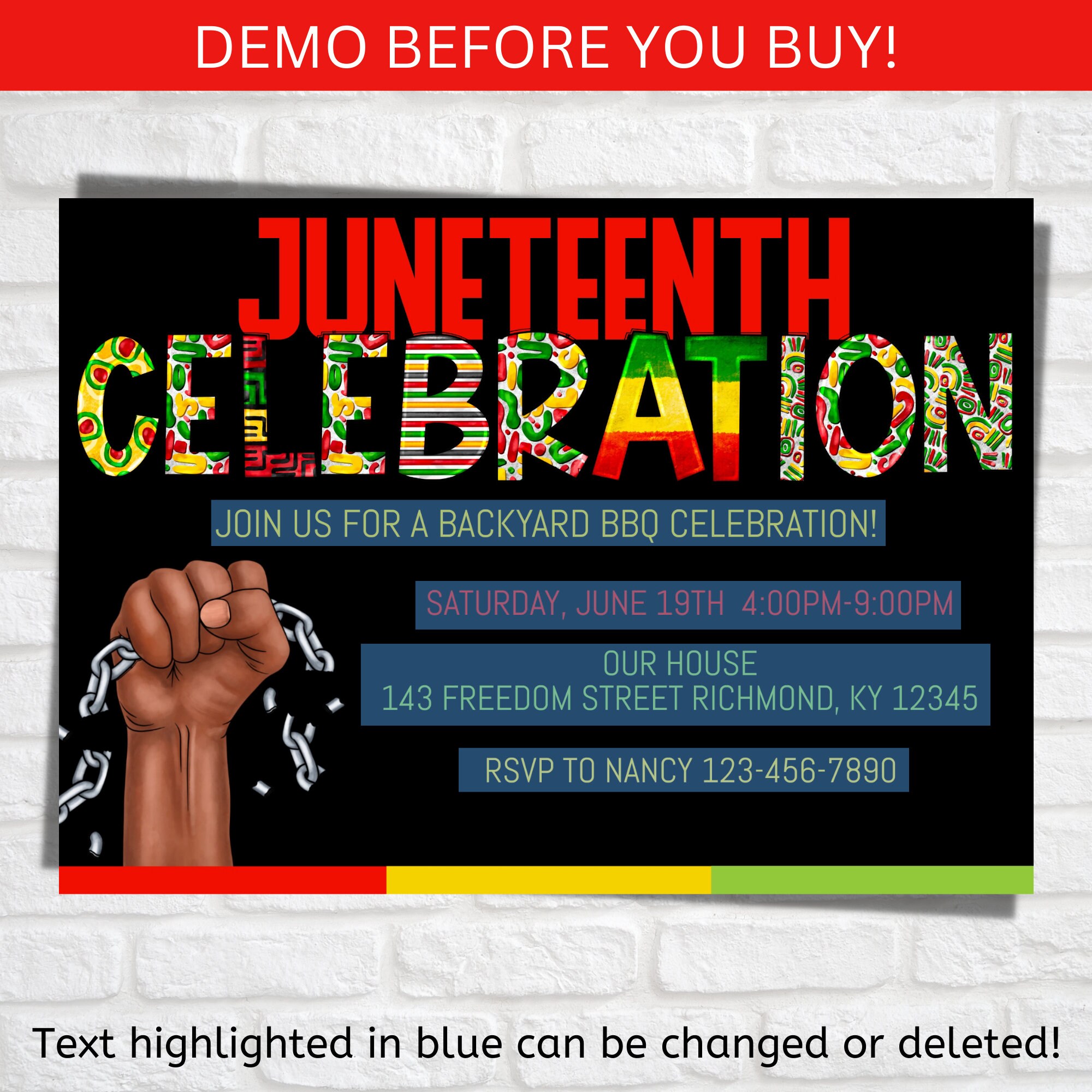 Juneteenth Party Invite Personalized Juneteenth Invitations - Etsy