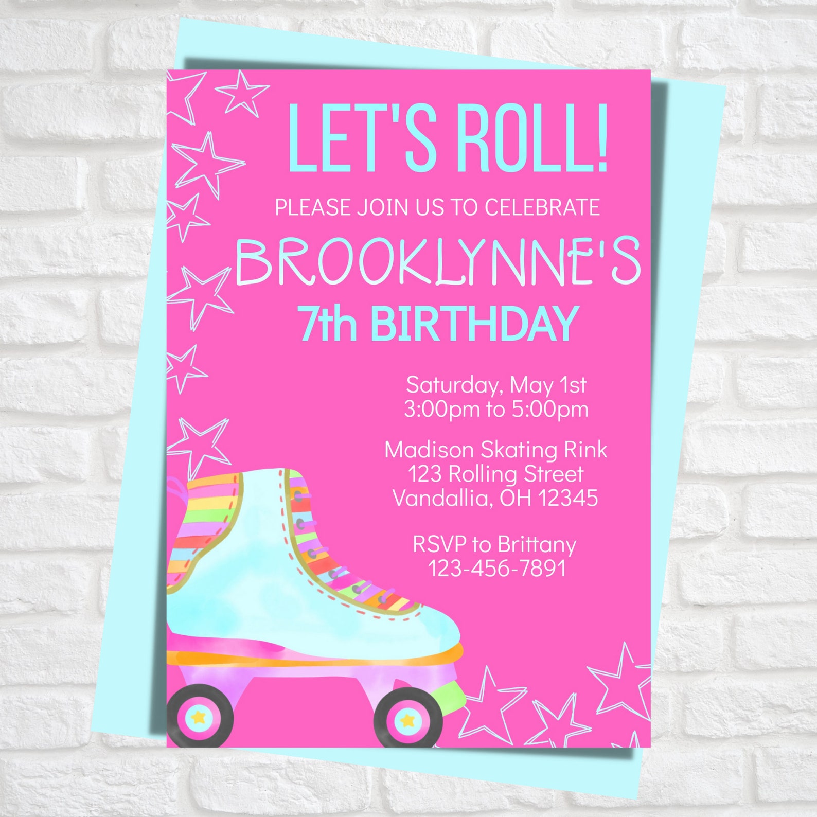 Roller Skating Invitation, Roller Skating Birthday Invitation, Roller ...