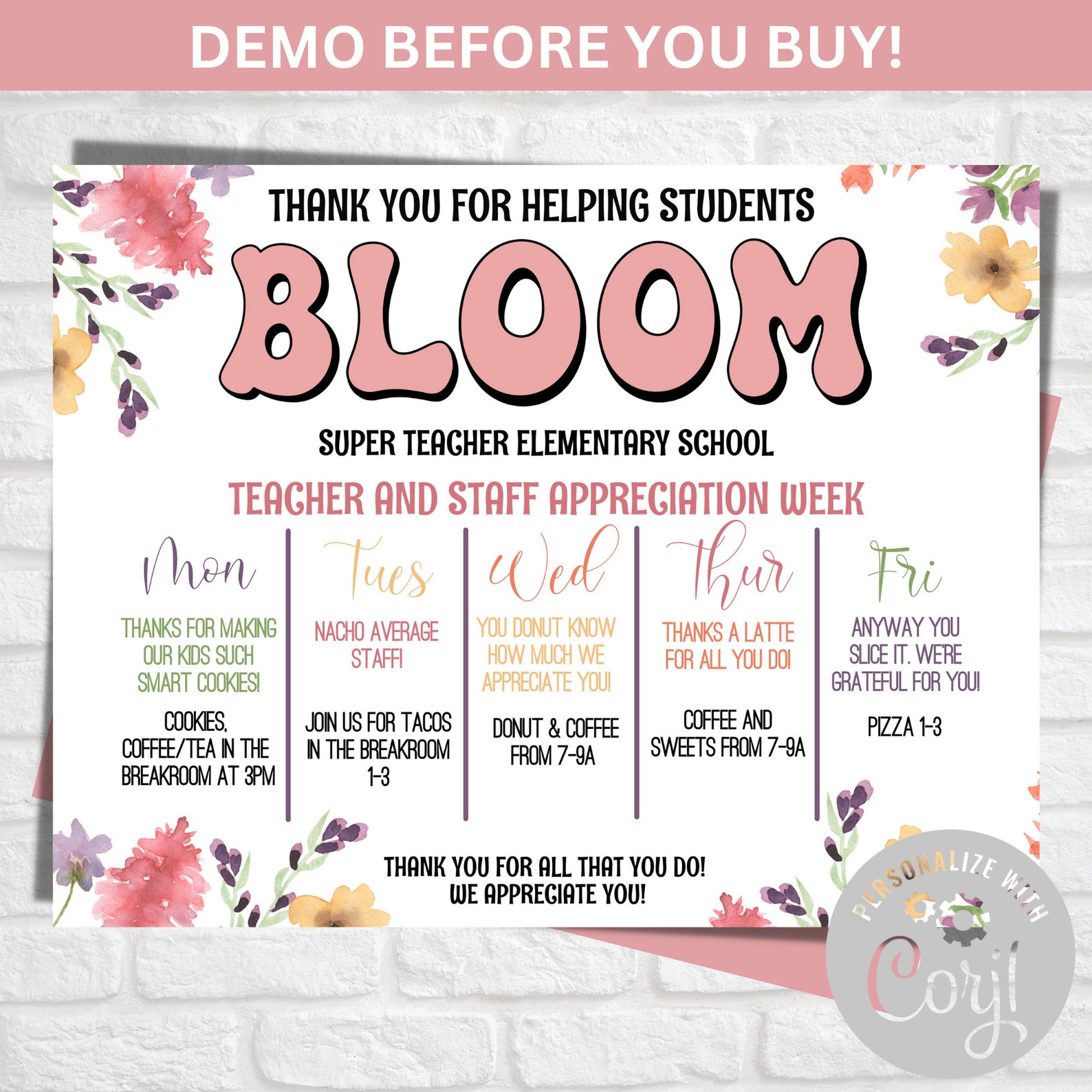 Helping Students Bloom, Teacher and Staff Appreciation Week, School ...