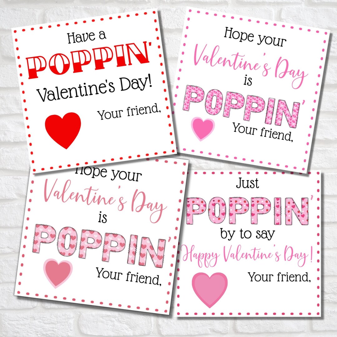 Poppin' Valentine's Day Tags: Printable Cards (digital Download) - Etsy
