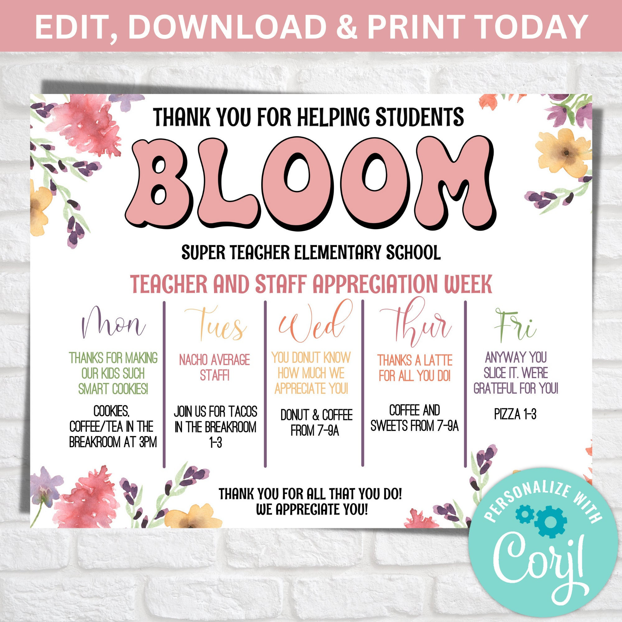 Helping Students Bloom, Teacher and Staff Appreciation Week, School ...