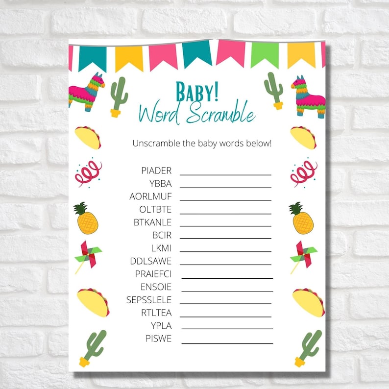 Fiesta Baby Shower Game Bundle, Fiesta Games, Taco Bout a Baby, Fiesta ...