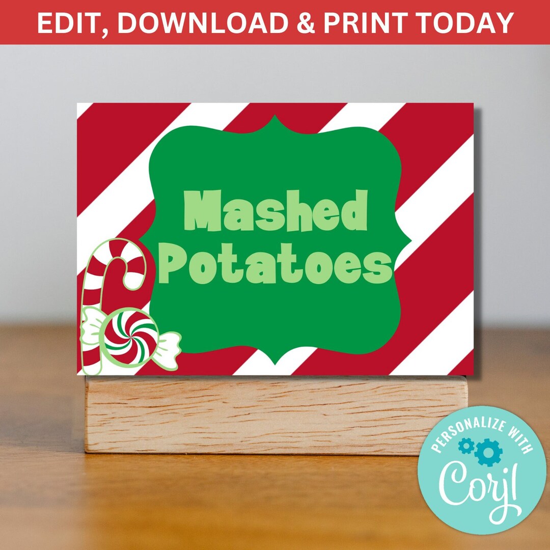 Editable Christmas Food Cards, Printable Buffet Labels - Etsy