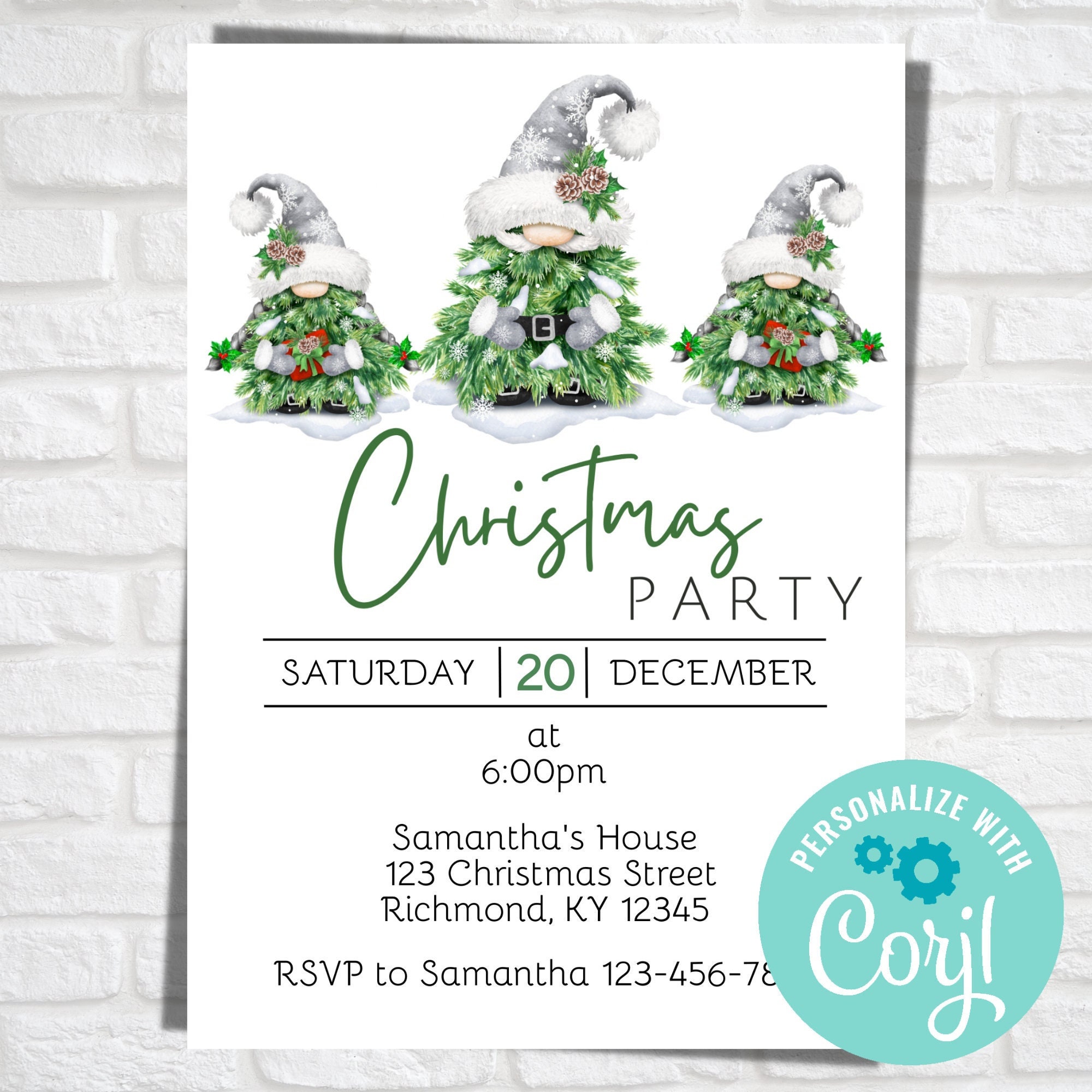 Christmas Invitation Printable Christmas Gnomes Invitation - Etsy