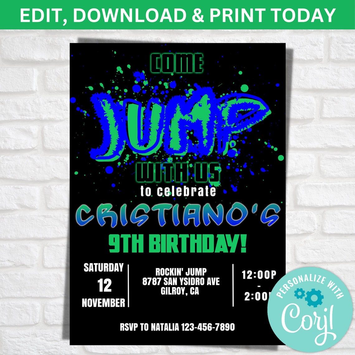 Trampoline Park Birthday Party Invitation, Trampoline Park Invite ...