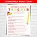 Teacher Favorites Survey: Back to School Questionnaire (printable PDF ...