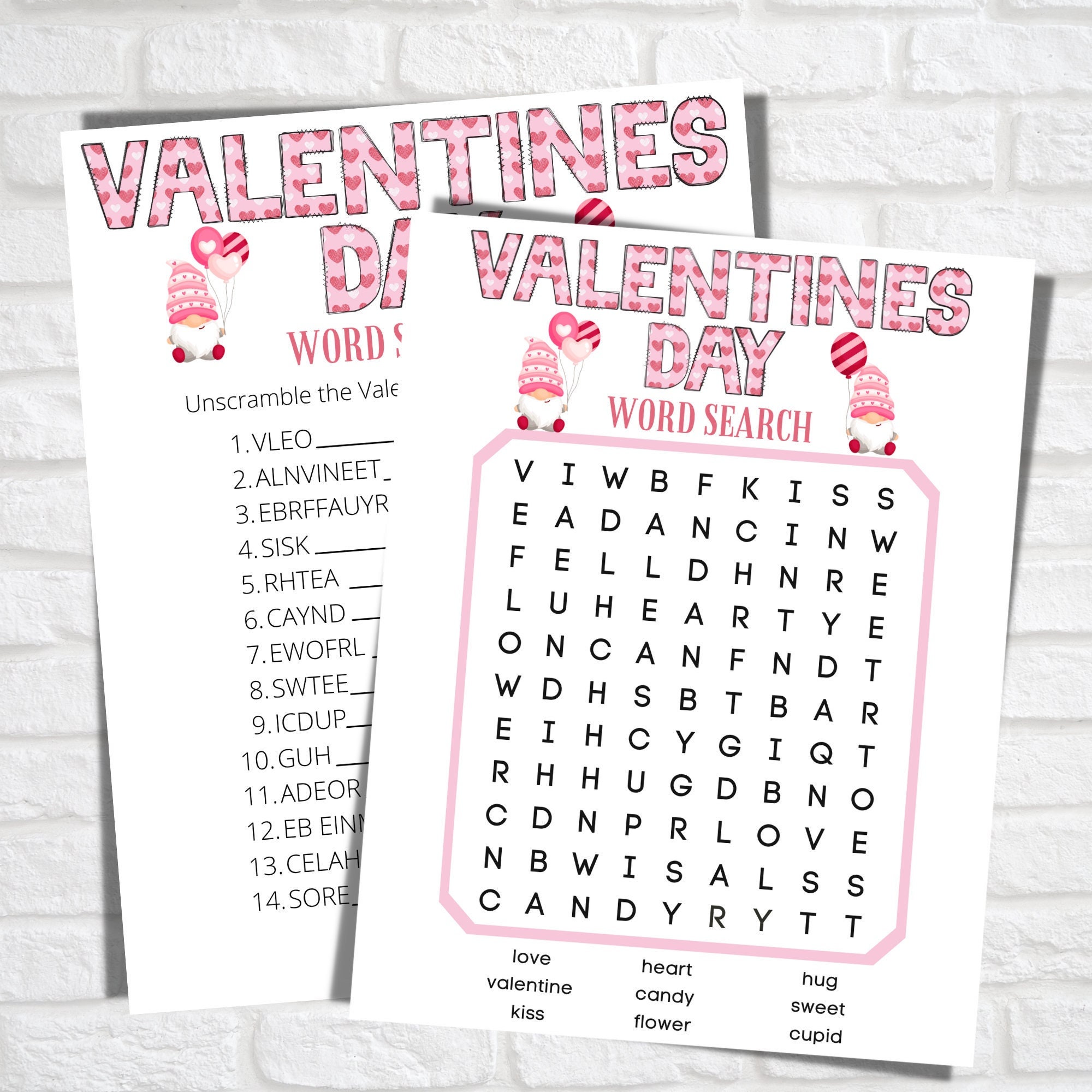 INSTANT DOWNLOAD Printable Valentine's Day Word Scramble and Word ...