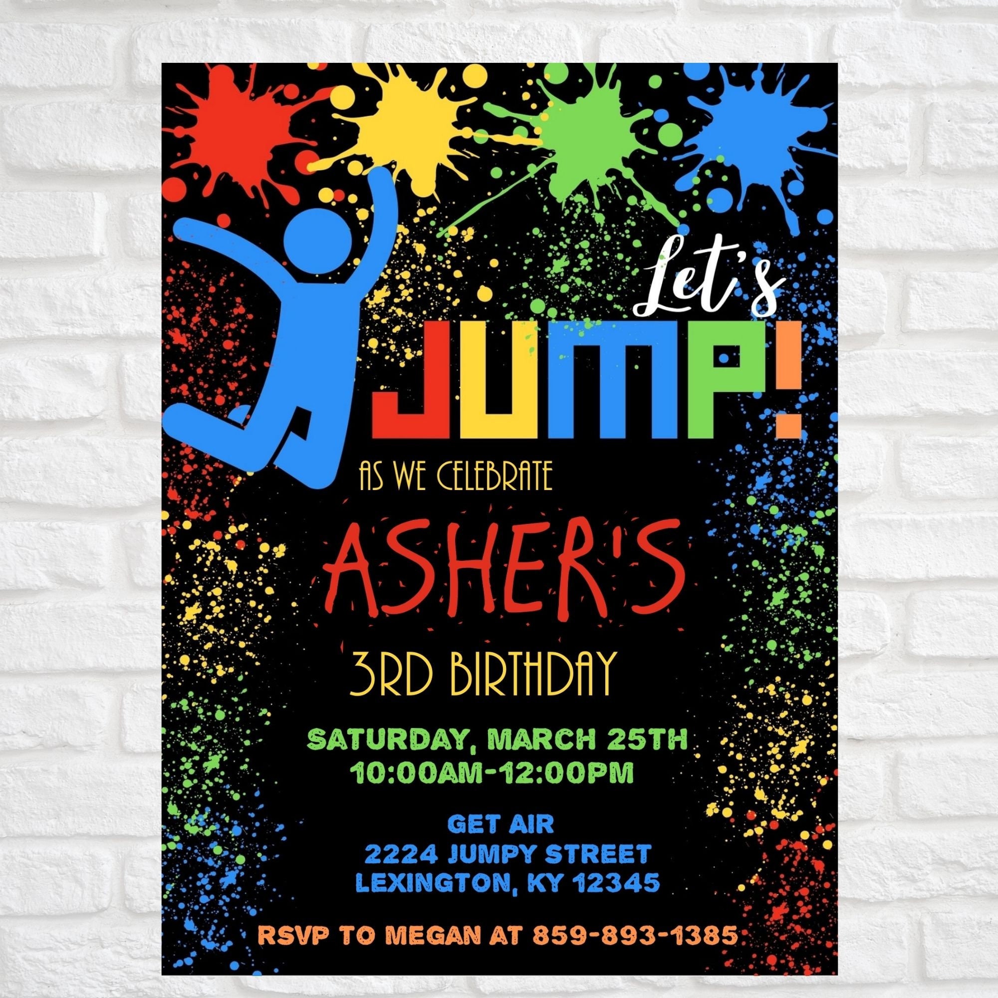 Let's Jump Birthday Invitation, Jump Birthday Invite, Trampoline ...