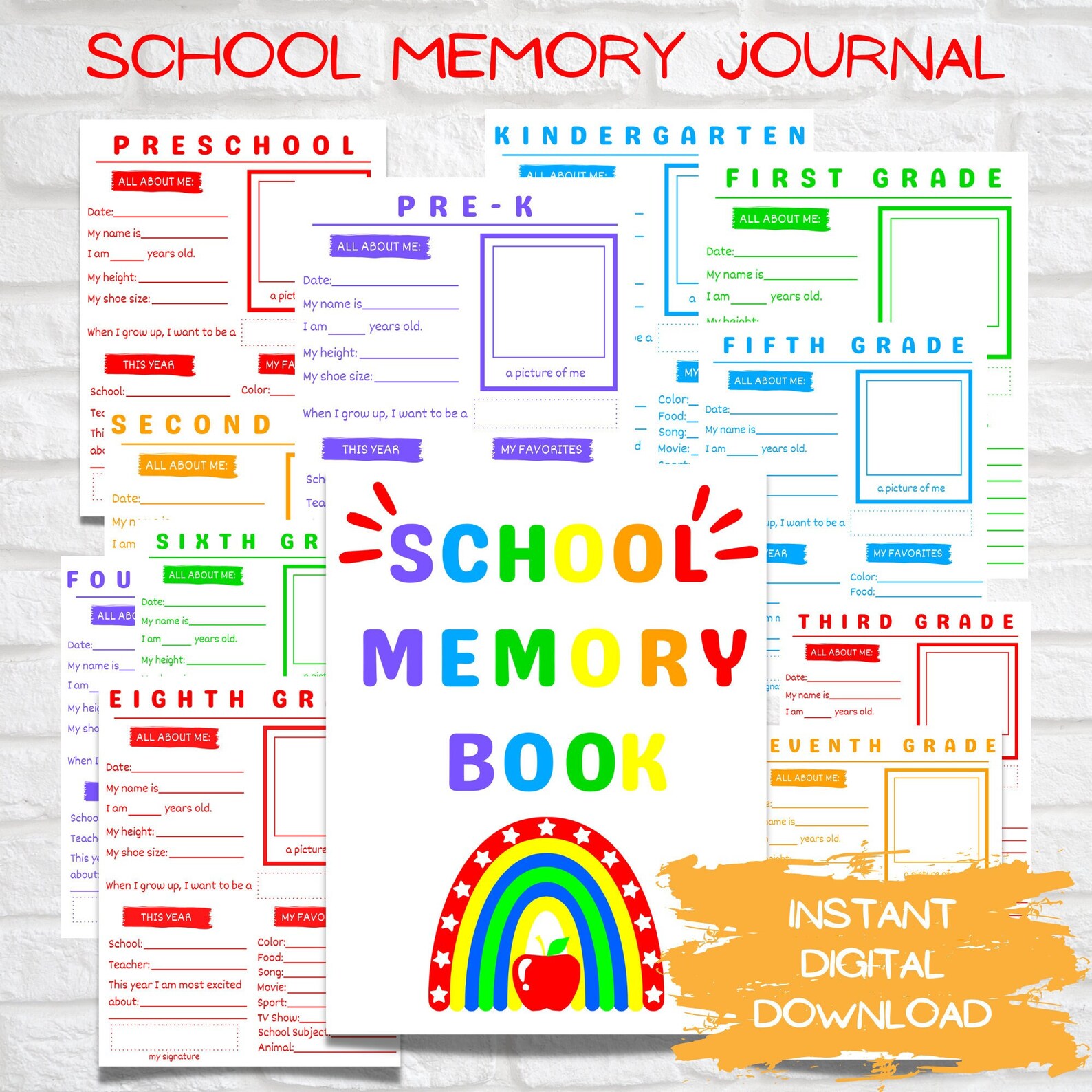 Kids School Keepsake Memory Book, Printable Interview Questions ...