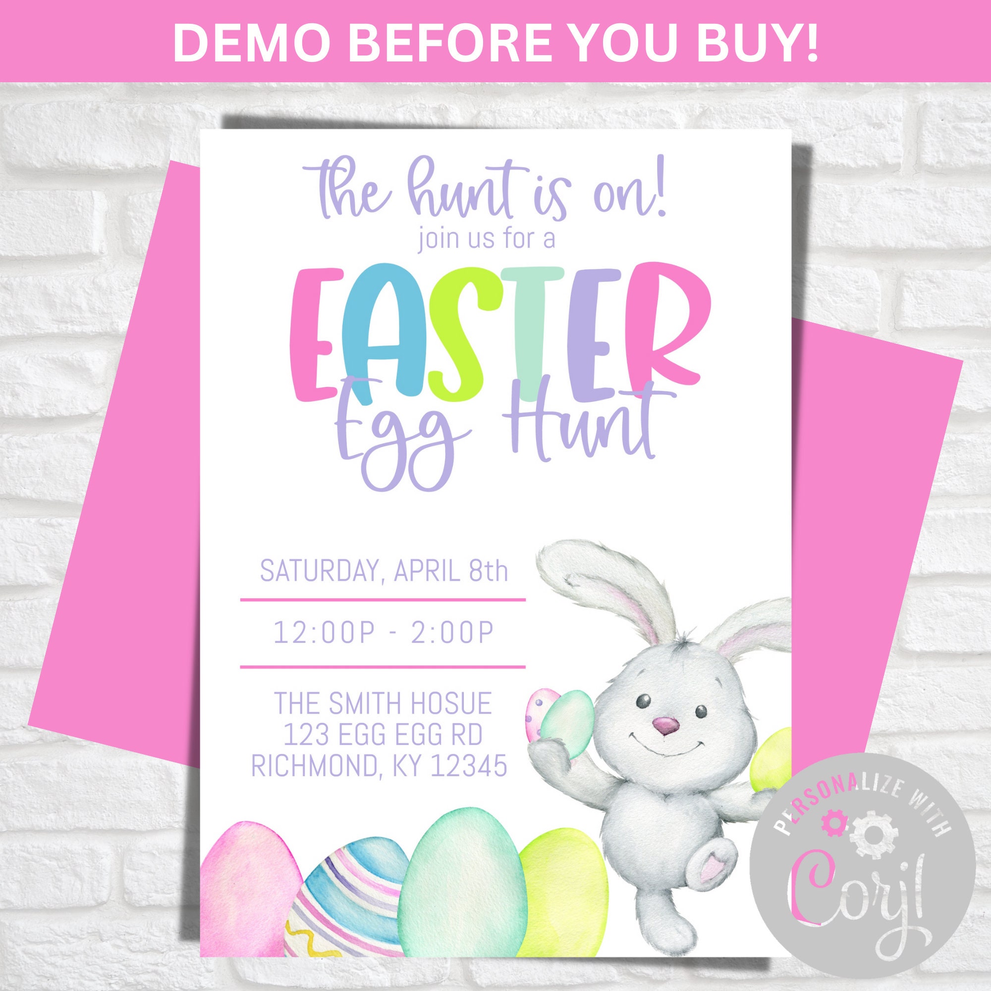 Easter Egg Hunt Invitation, Editable Easter Invitation, Fully Editable ...