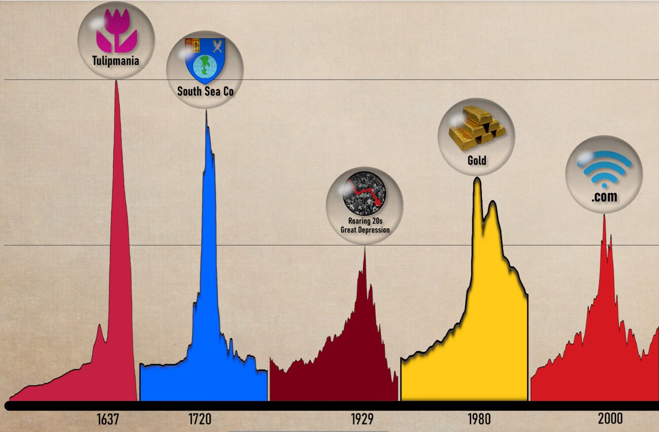 History of Bubbles ART PRINT Asset Bubbles Compared - Etsy