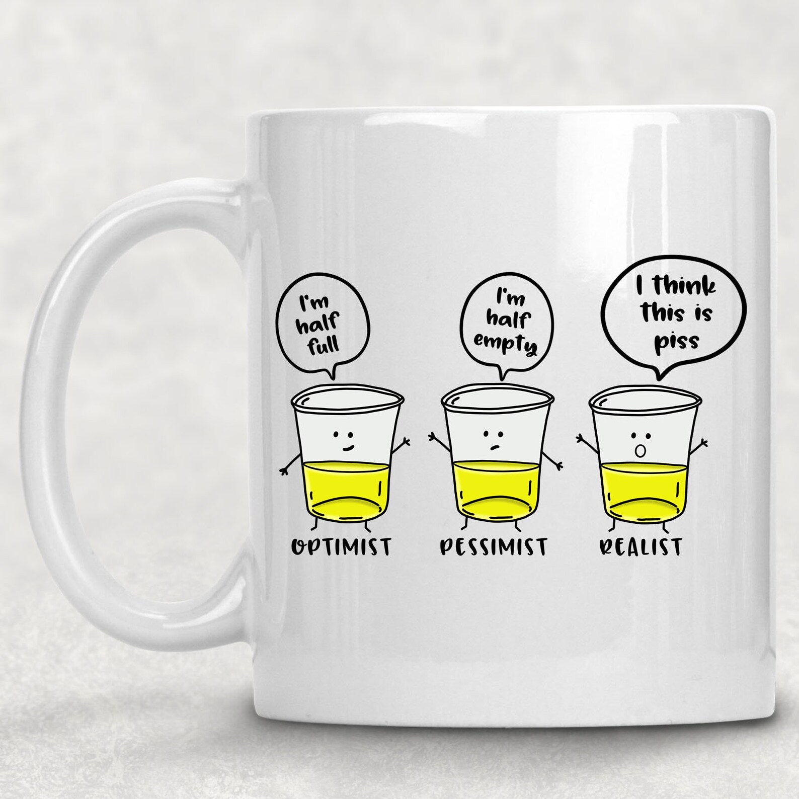 Optimist Pessimist And Realist Definitions Mug Funny Coffee Cup Adult T For Her Or Him Etsy