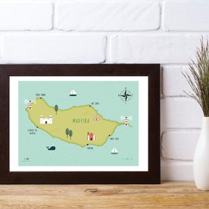 Illustrated Map of Madeira Art Print Poster Travel Map Digital Download ...