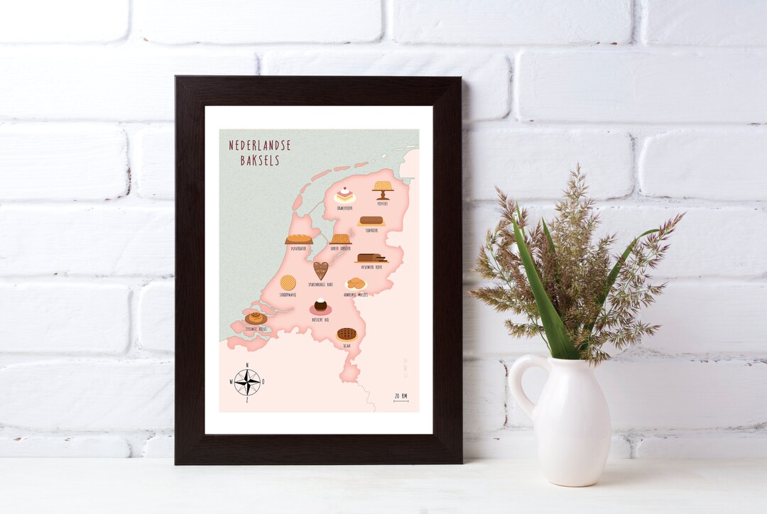 Illustrated Map of the Netherlands, Typical Dutch Baked Goods, Food ...