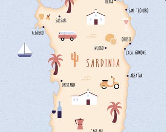 Illustrated Map of Italy, Italian Cheeses, Food, Art Print, Poster ...