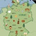 Illustrated Map of Germany Art Print Poster Travel Map Digital Download ...