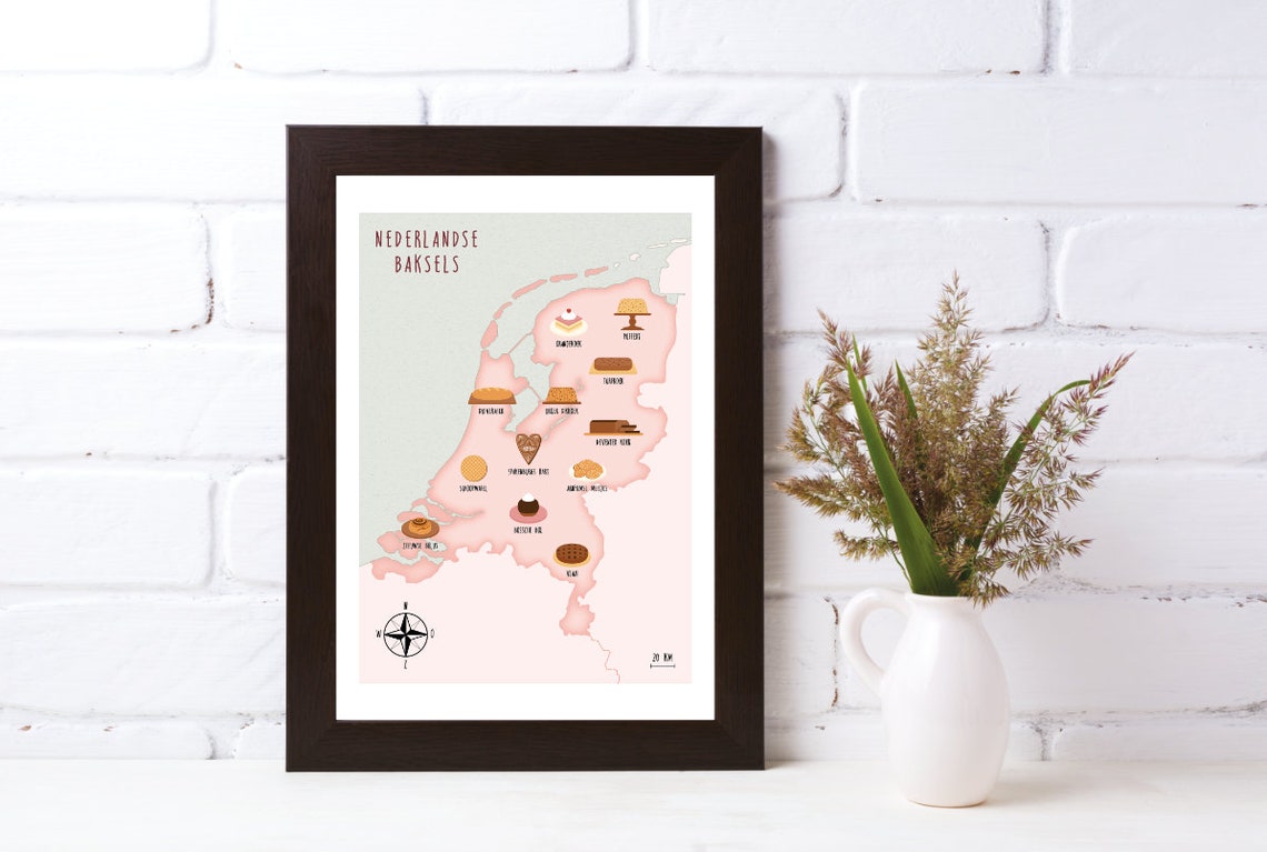 Illustrated Map of the Netherlands Typical Dutch Baked Goods - Etsy
