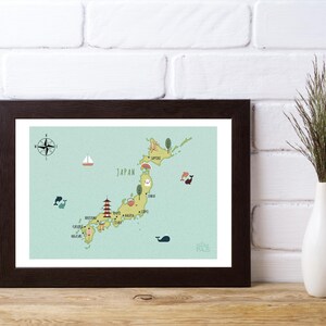 Illustrated Map of Japan Art Print Poster Travel Map Digital Download ...