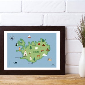 Illustrated Map of Iceland Art Print Poster Travel Map Digital Download ...
