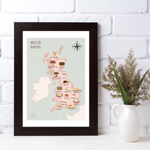 Illustrated Map of Britain, British Bakery, Food, Cake, Cookie, Pie ...