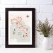 Illustrated Map of Italy, Italian Cheeses, Food, Art Print, Poster ...
