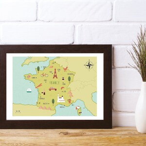 Illustrated Map of France Art Print Poster Travel Map Digital - Etsy