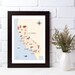 Illustrated Map of California Art Print Poster Travel Map Digital ...