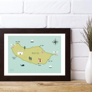 Illustrated Map of Madeira Art Print Poster Travel Map Digital Download ...