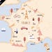 Illustrated Map of France Art Print Poster Travel Map Digital Download ...