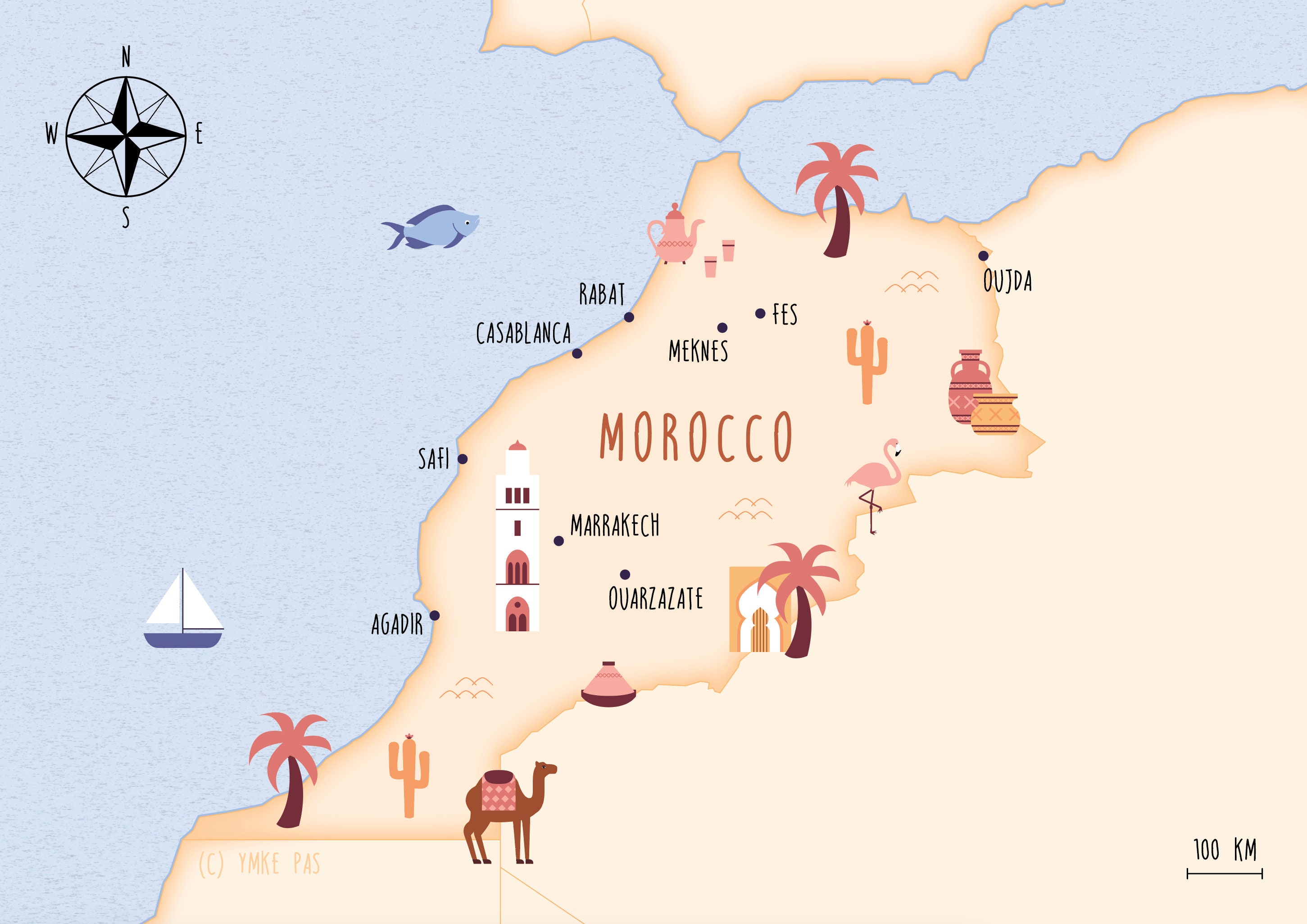 Morocco Tourism Map