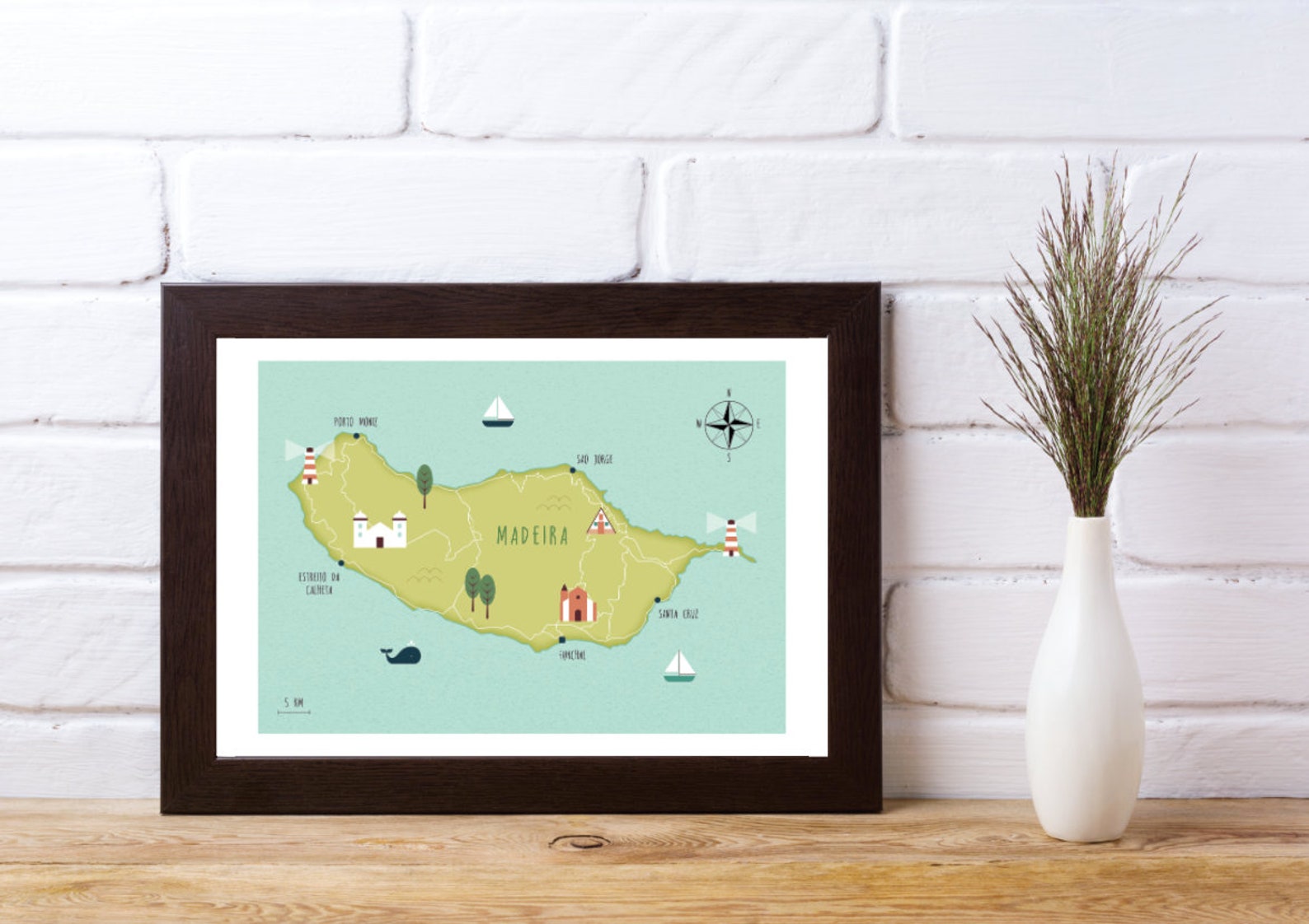 Illustrated Map of Madeira Art Print Poster Travel Map Digital | Etsy UK