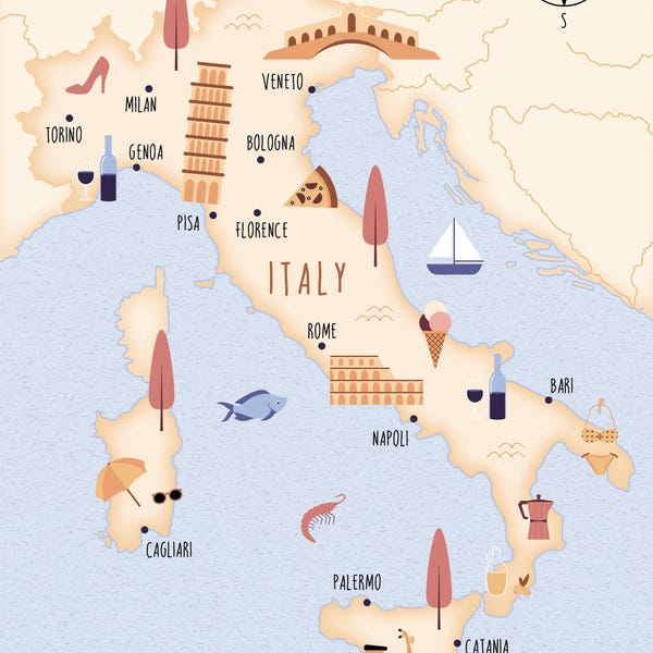 Illustrated Map of Sweden Art Print Poster Travel Map Digital Download ...