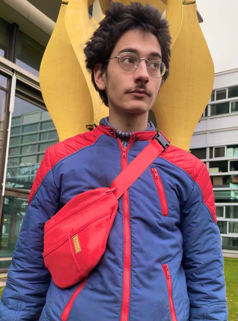 Red Fanny Pack/ Classic Hip Bag/ Big All Red Cross Bag | Etsy