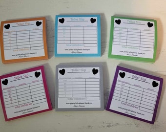 Bank Teller Slip Post-it Note Pad 50-sheet Sticky Note Bank Teller ...