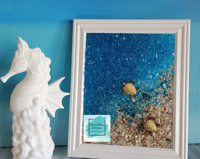 Turtle Resin Art, Epoxy, Shell Art, Beach Decor, Wall Decor, Glass Art ...