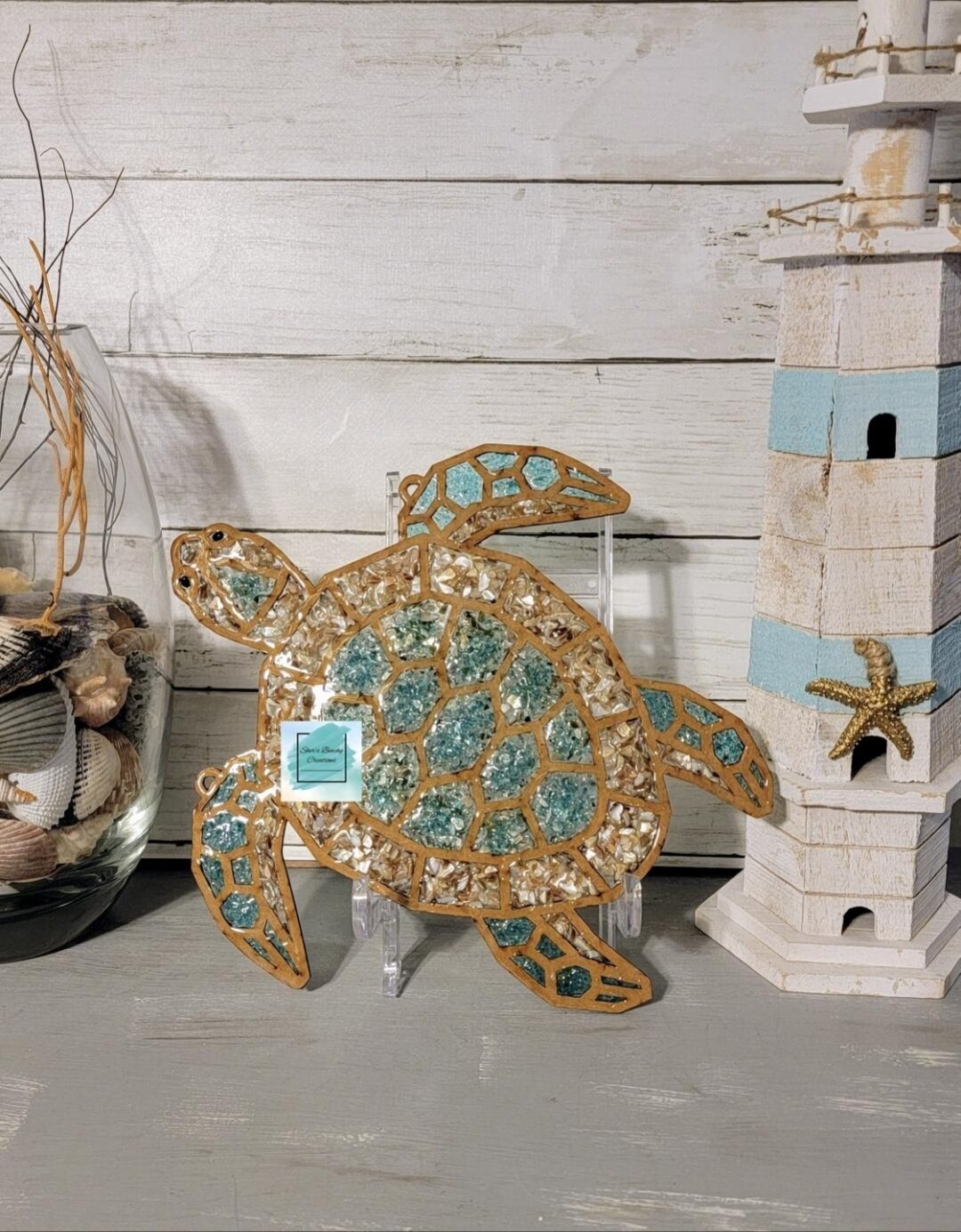 Turtle Beach Decor, Resin Art, Glass Art, Coastal Decor. Sun Catcher ...
