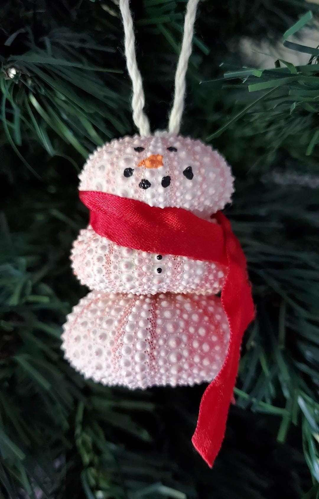 Natural Sea Urchin Snowman Ornament, Christmas, Beach Decor, Coastal ...