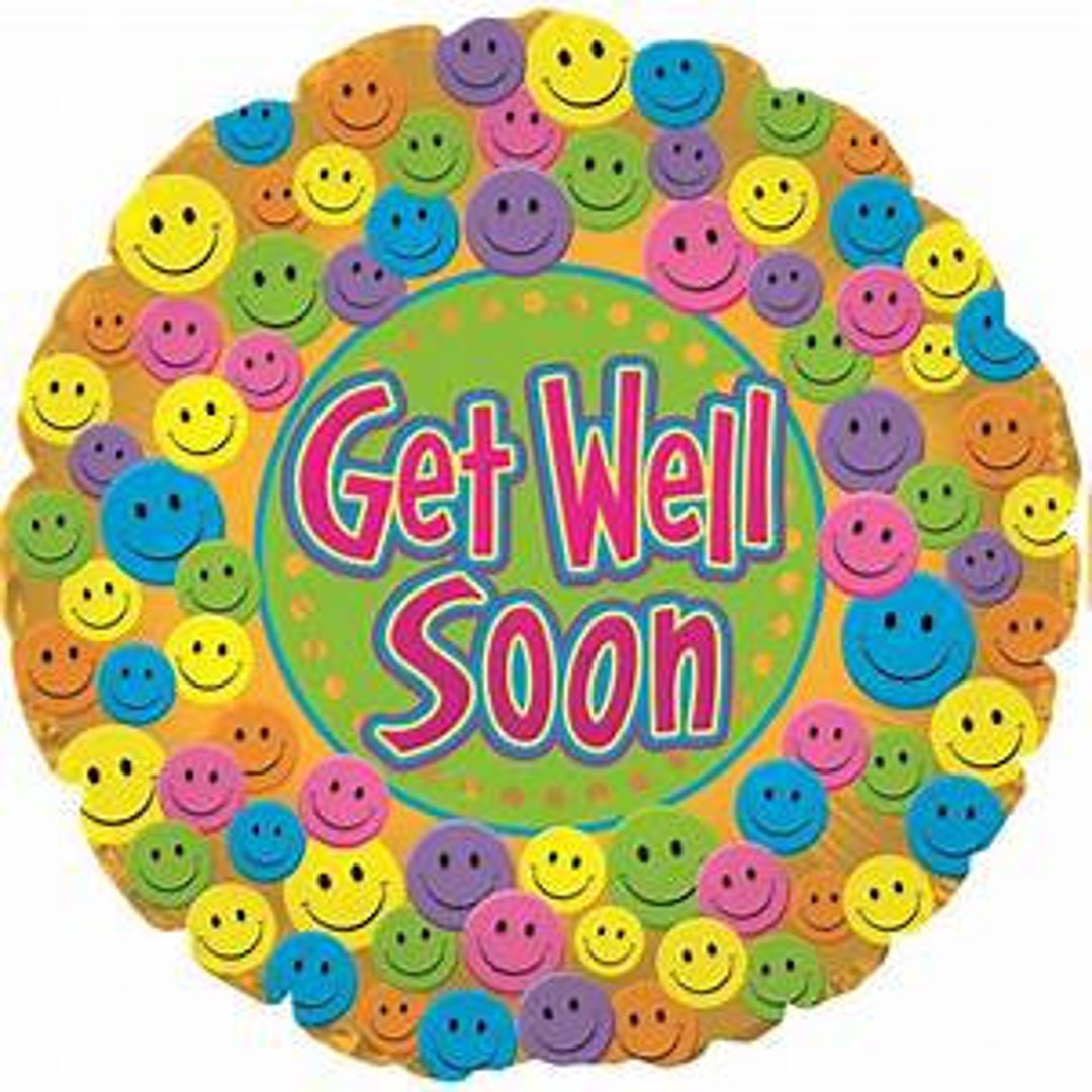 Get Well Soon 18" Balloon With Smiley Faces - Etsy