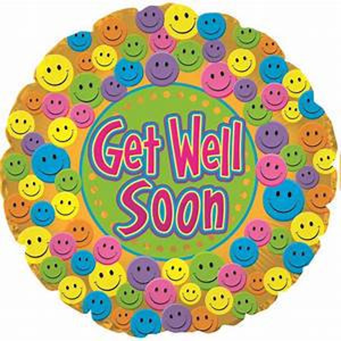 Get Well Soon 18" Balloon With Smiley Faces - Etsy