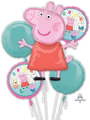 Peppa Pig Balloons Group of 5 Includes 1- 32" Peppa Pig Foil, 2- 18 ...